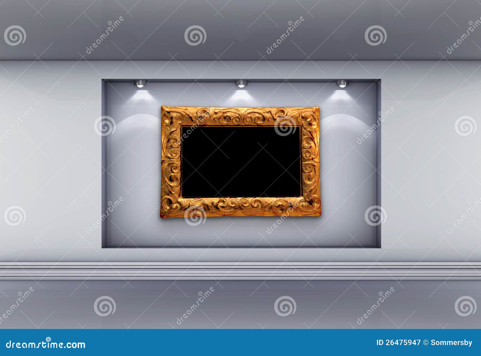 Niche With Frame And Spotlights For Exhibit Royalty-Free Stock ...