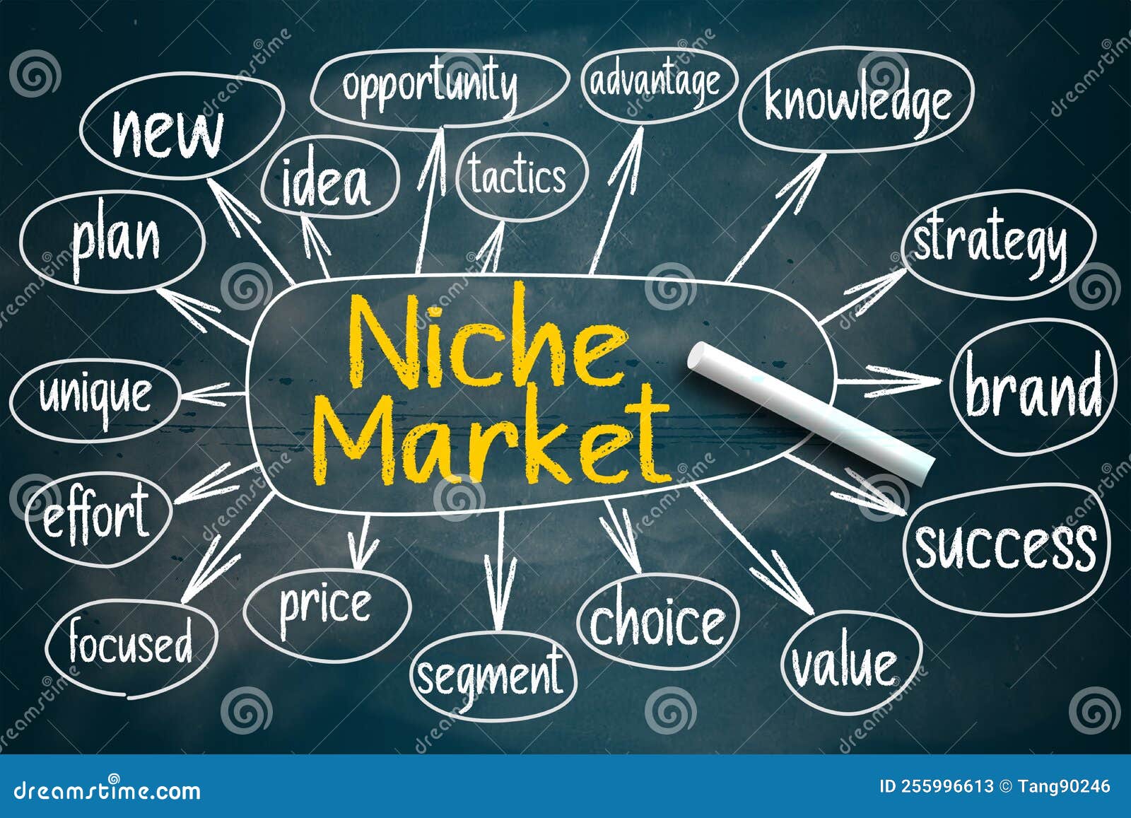 Niche Market Mind Map Written on Chalkboard Stock Illustration ...