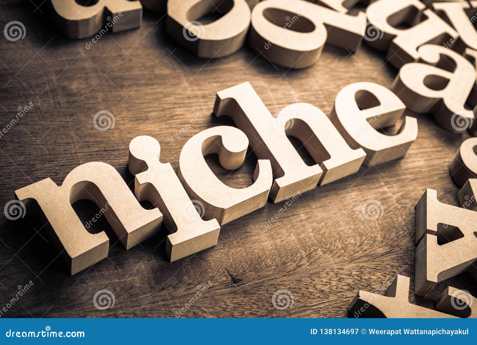 Niche Wood Word stock image. Image of concept, market - 138134697