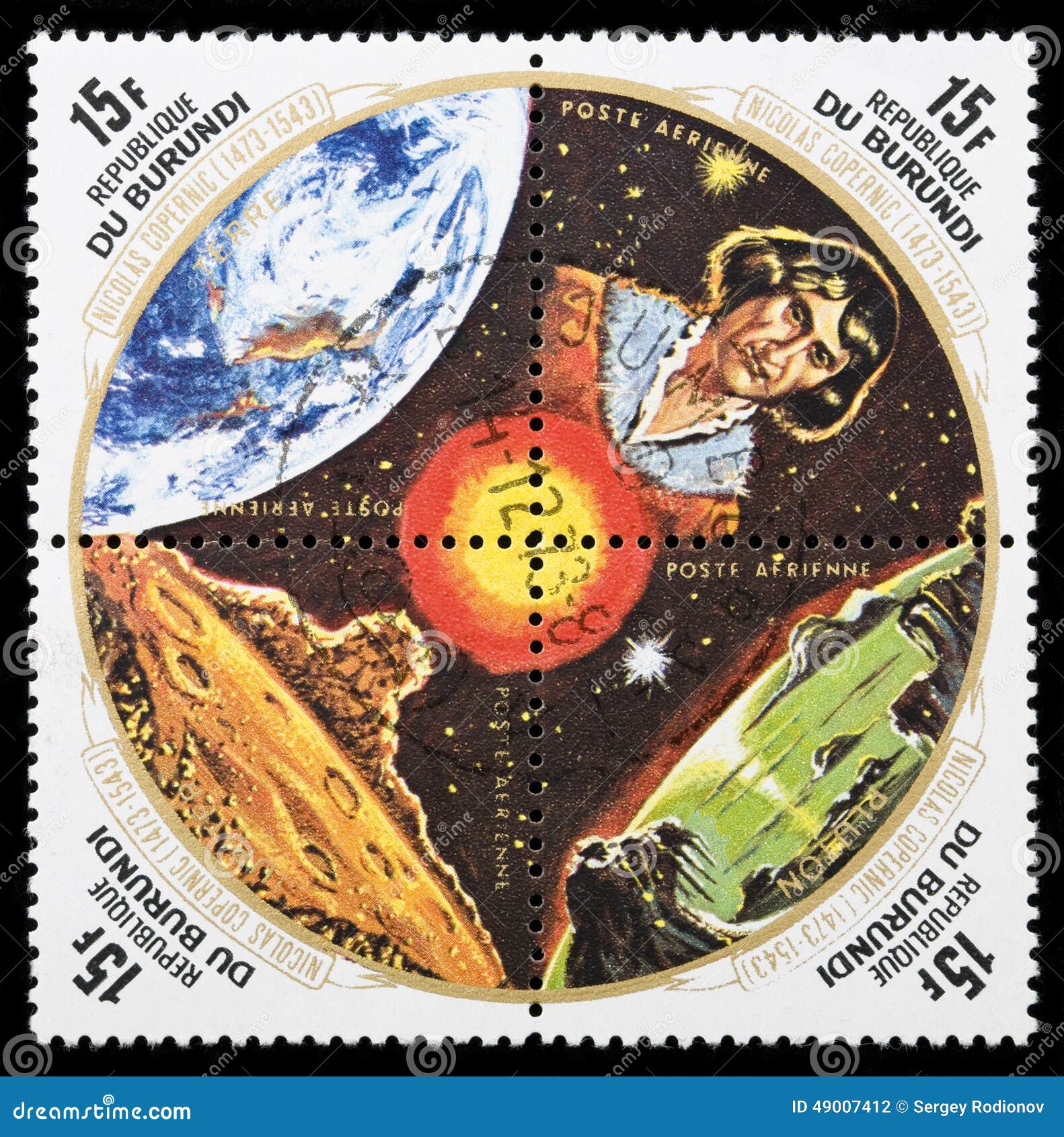 Set Of Cosmic Postage Stamps. Background. Editorial Image ...