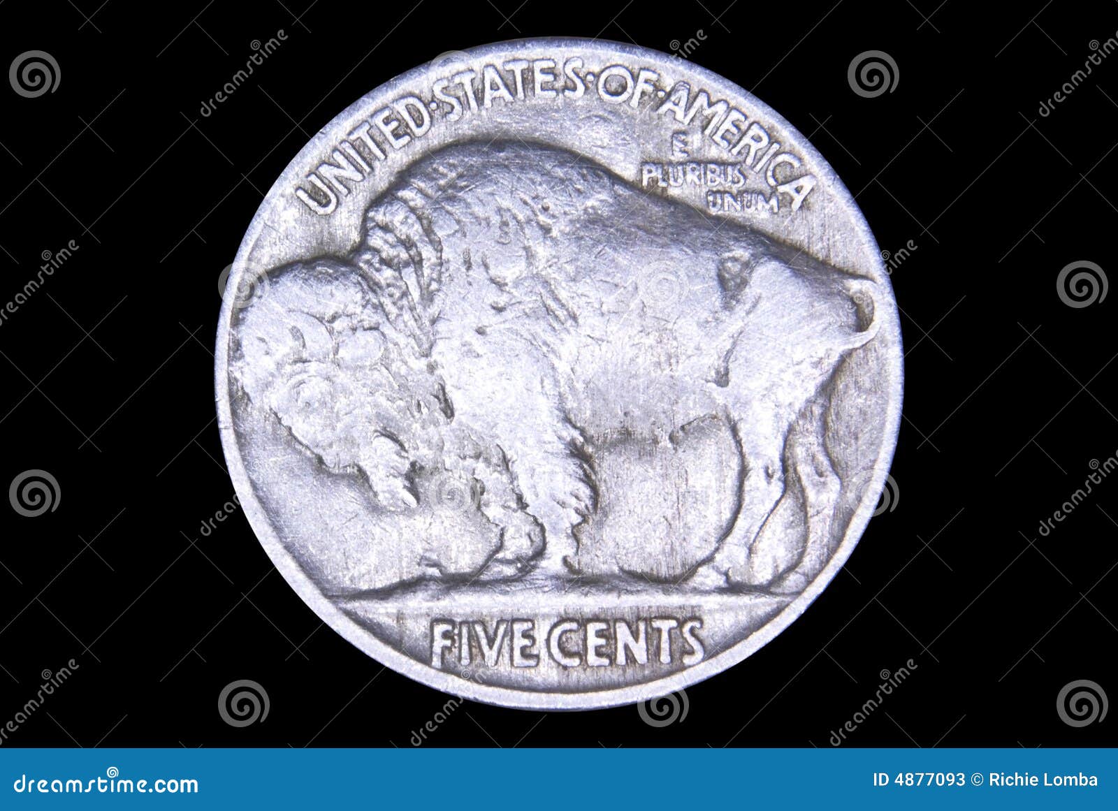 Nickel stock image. Image of cents, silver, buffalo, coin - 4877093
