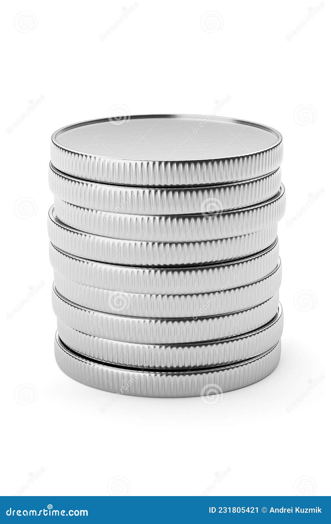 Nickel Coin Stack Isolated. 3D Rendering Stock Illustration ...