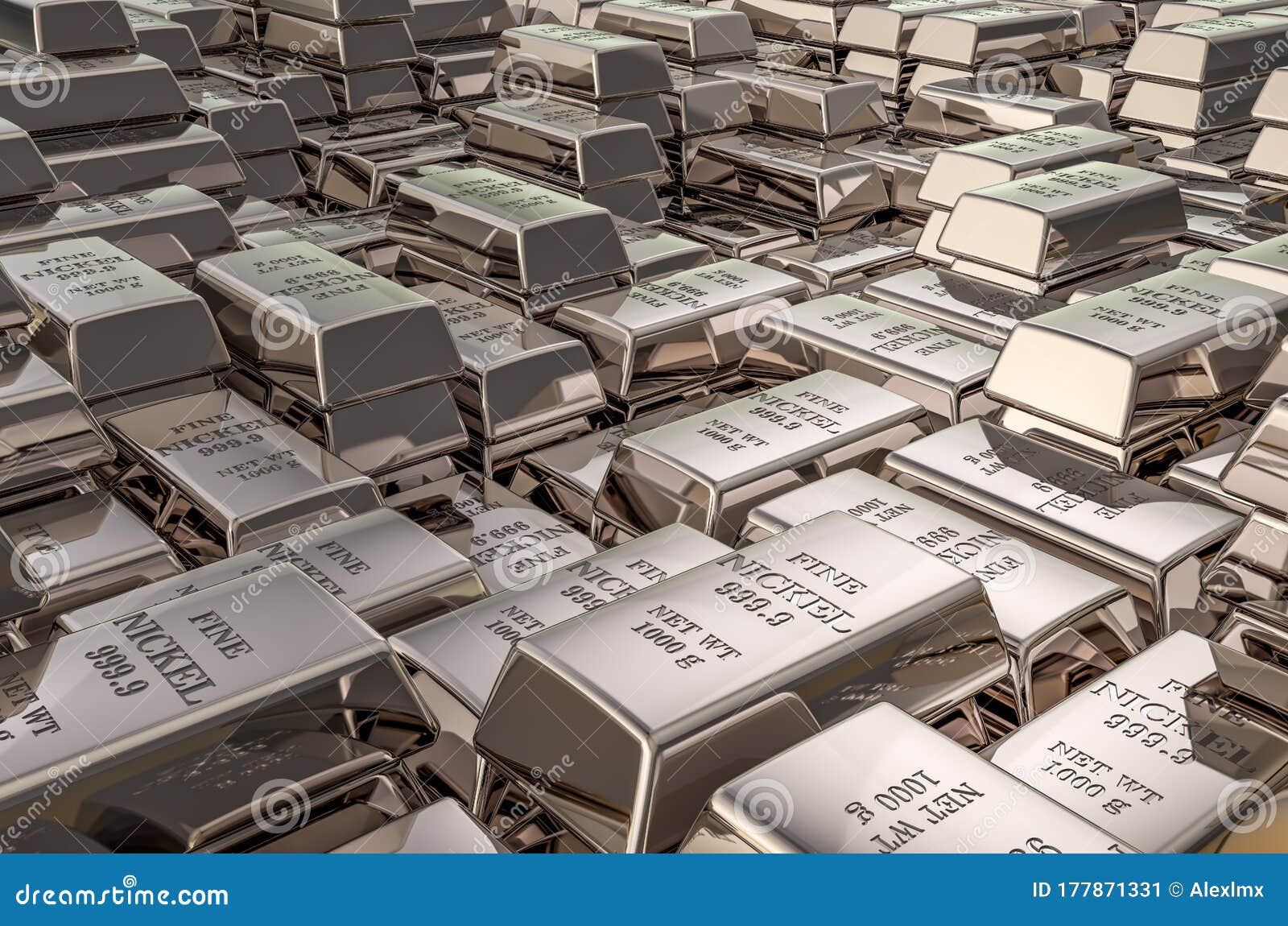 Nickel Ingots, Bars Background. 3D Rendering Stock Illustration ...