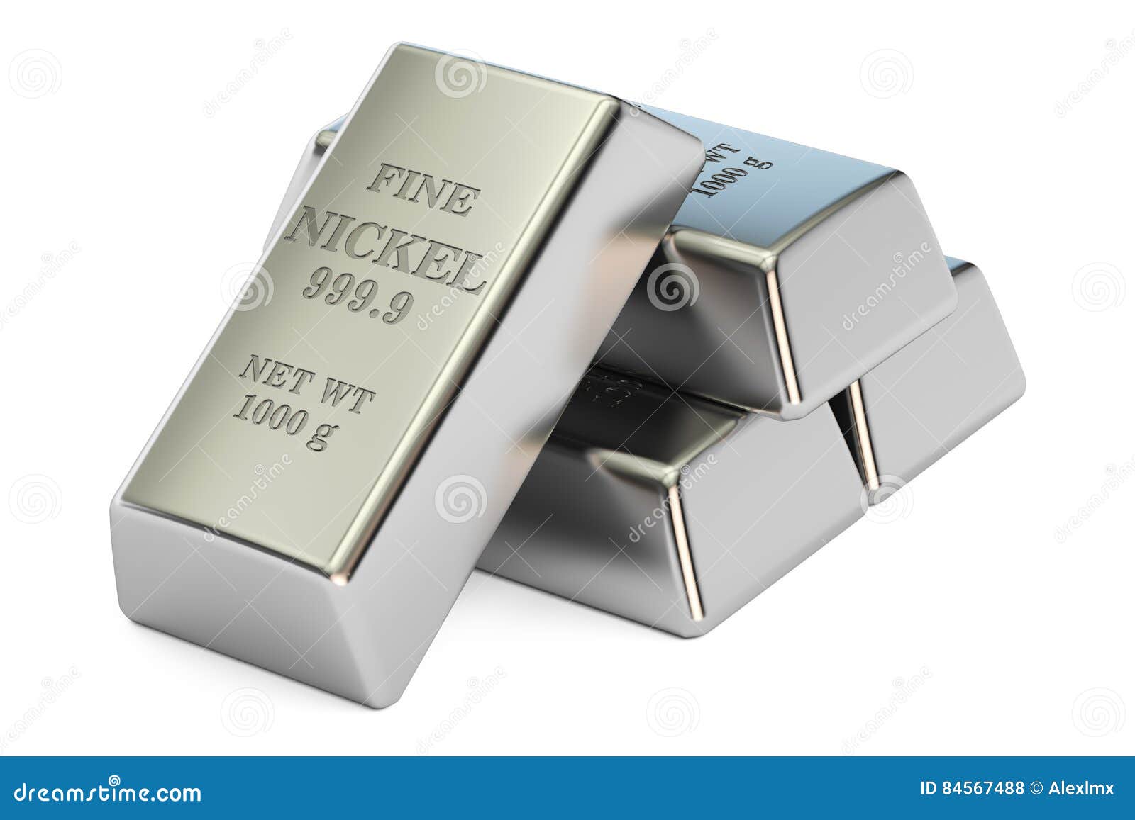 Nickel Ingots Closeup, 3D Rendering Stock Illustration - Illustration ...
