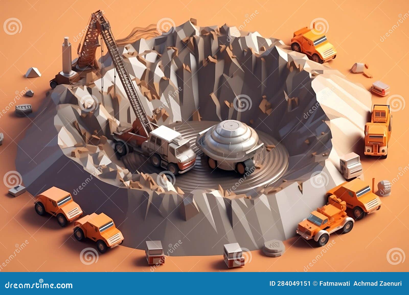 Nickel Metal Mining with 3d Low Poly Isometric Illustration, Generative ...