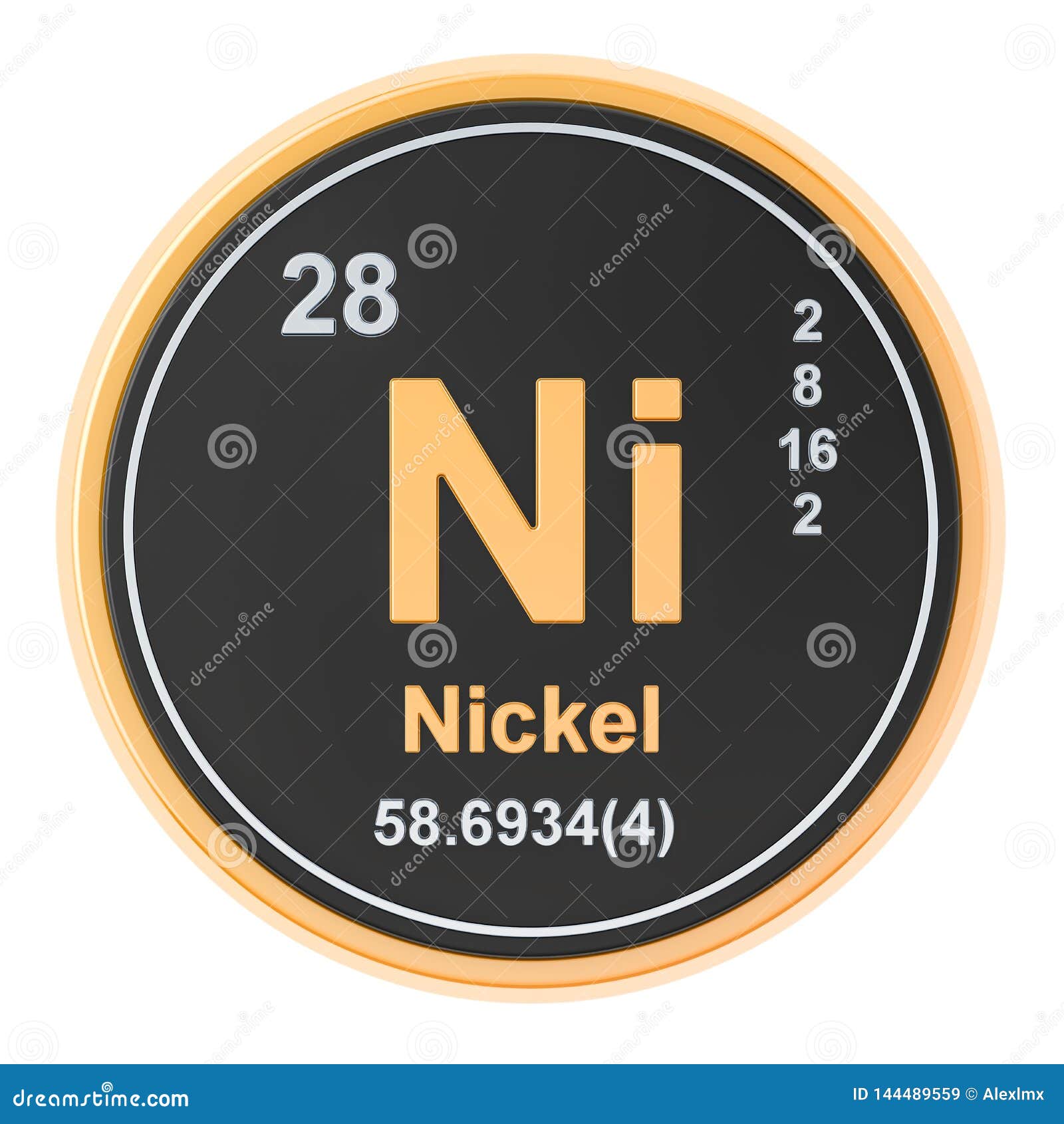 Nickel Ni Chemical Element. 3D Rendering Stock Illustration ...