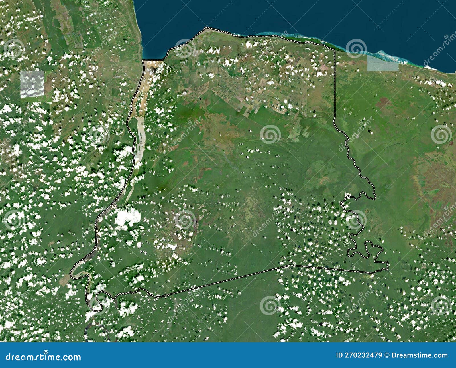 Nickerie, Suriname. High-res Satellite. No Legend Stock Illustration ...