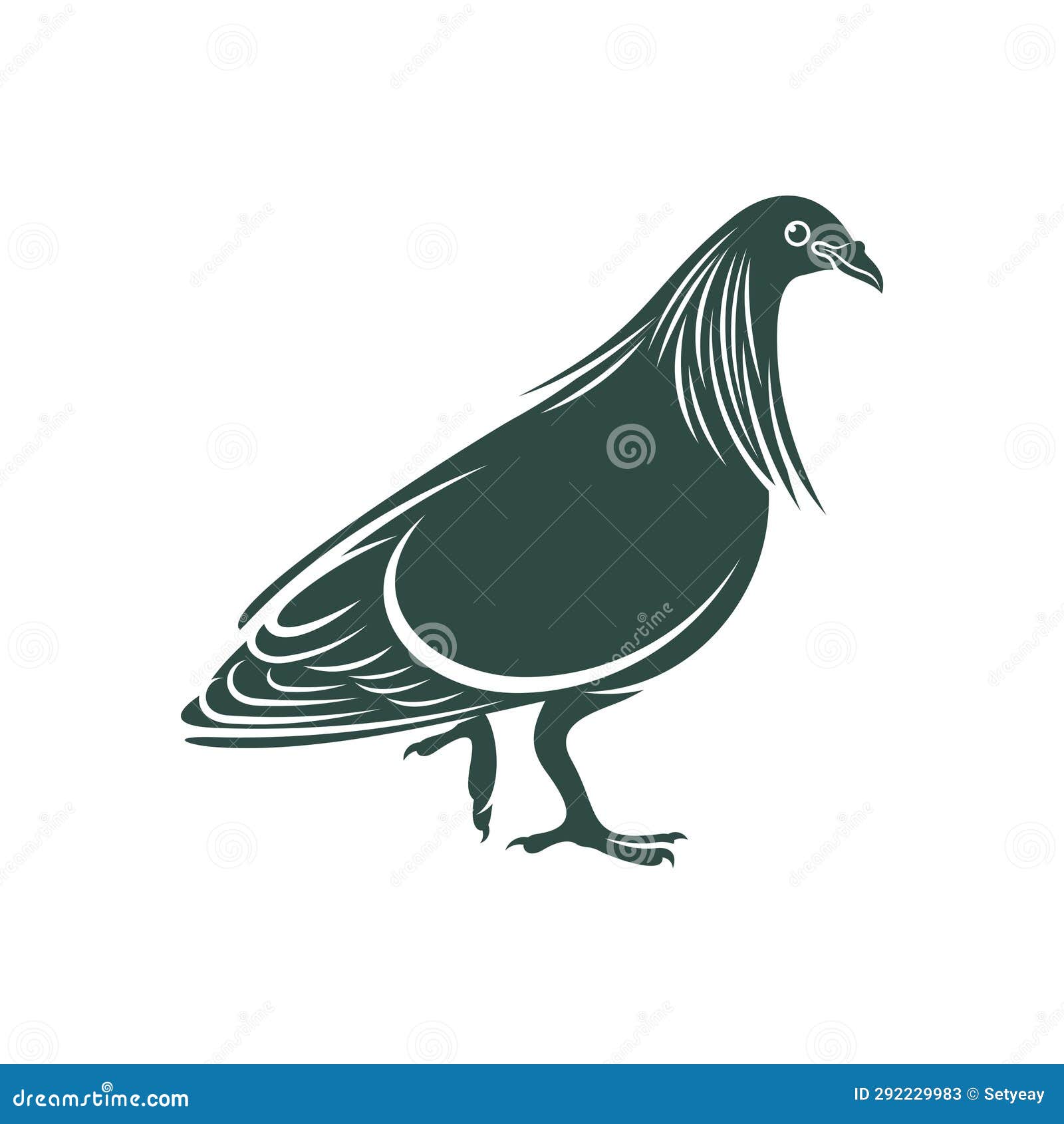 Nicobar Pigeon Design Vector Illustration. Nicobar Pigeon Silhouette ...