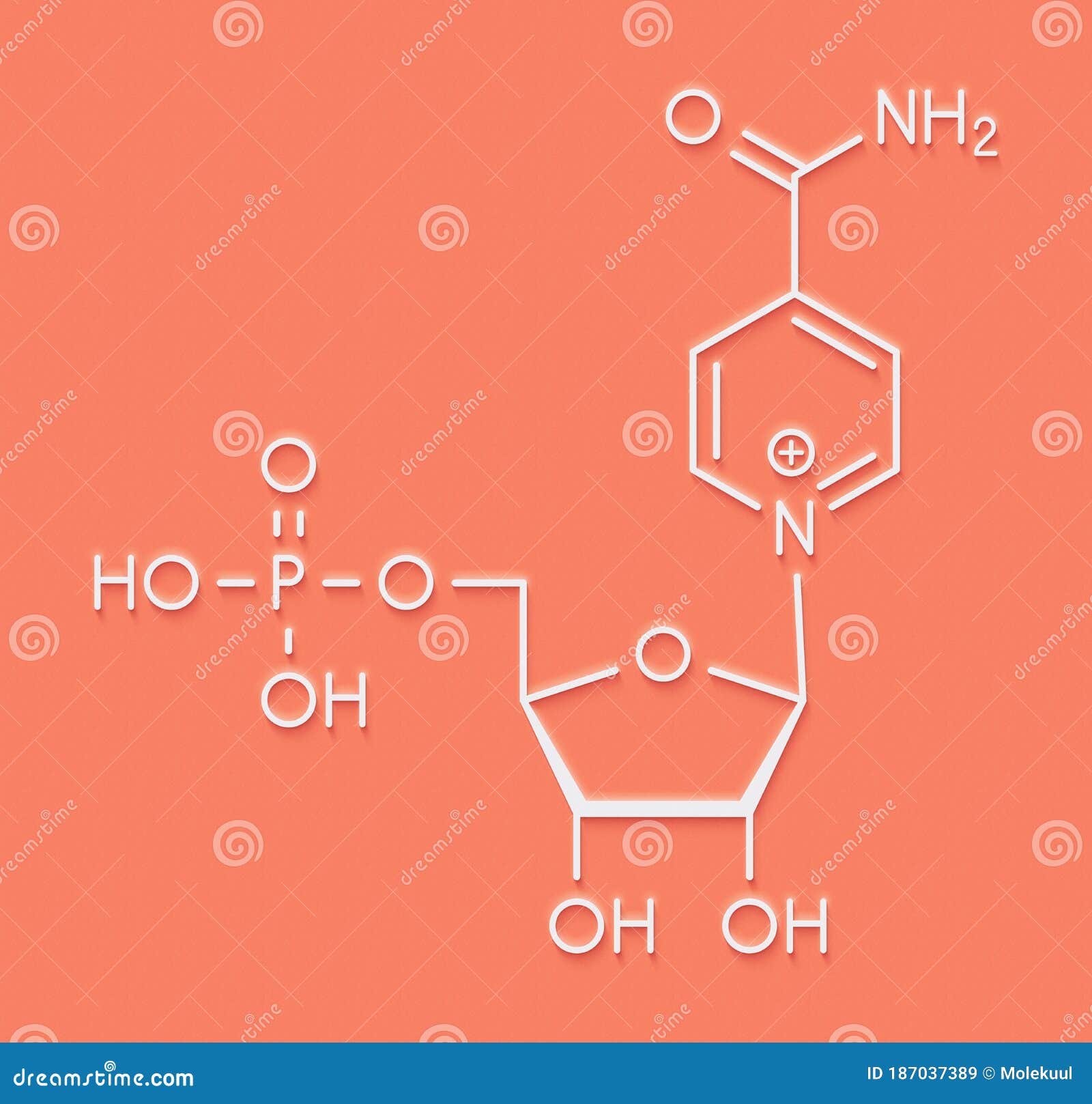 Nicotinamide Mononucleotide Molecule. Precursor of NAD+. Skeletal ...