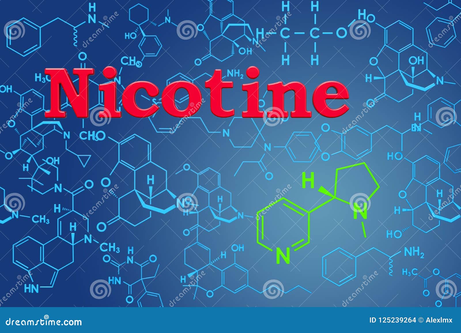 Nicotine. Chemical Formula, Molecular Structure. 3D Rendering Stock ...