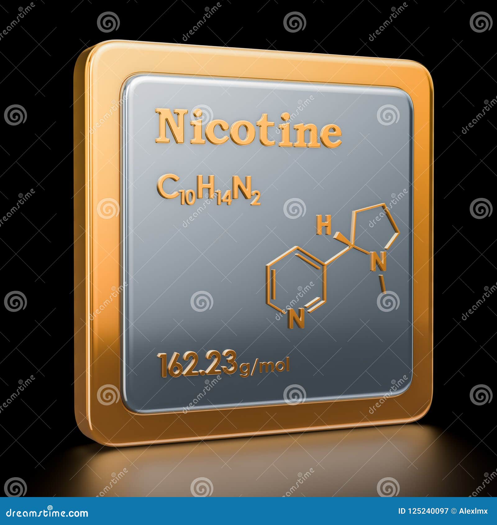 Nicotine. Icon, Chemical Formula, Molecular Structure. 3D Render Stock ...