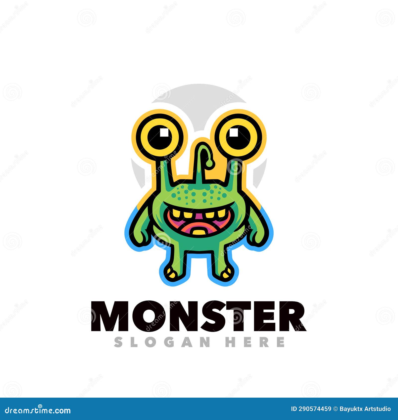 Niedliches Monster-Cartoon-Logo-Design Vektor Abbildung - Illustration ...