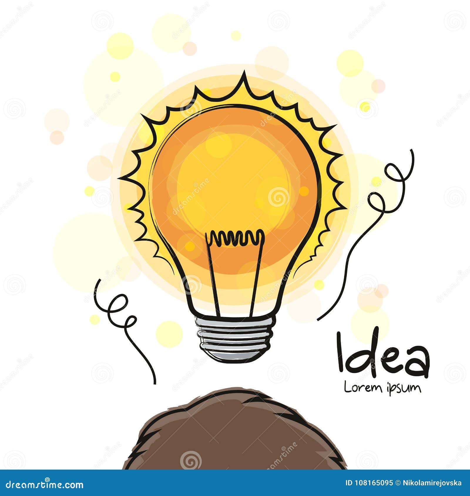 Nieuw Idee Hoofd Met Het Gloeien Lightbulb Vector Vector Illustratie ...