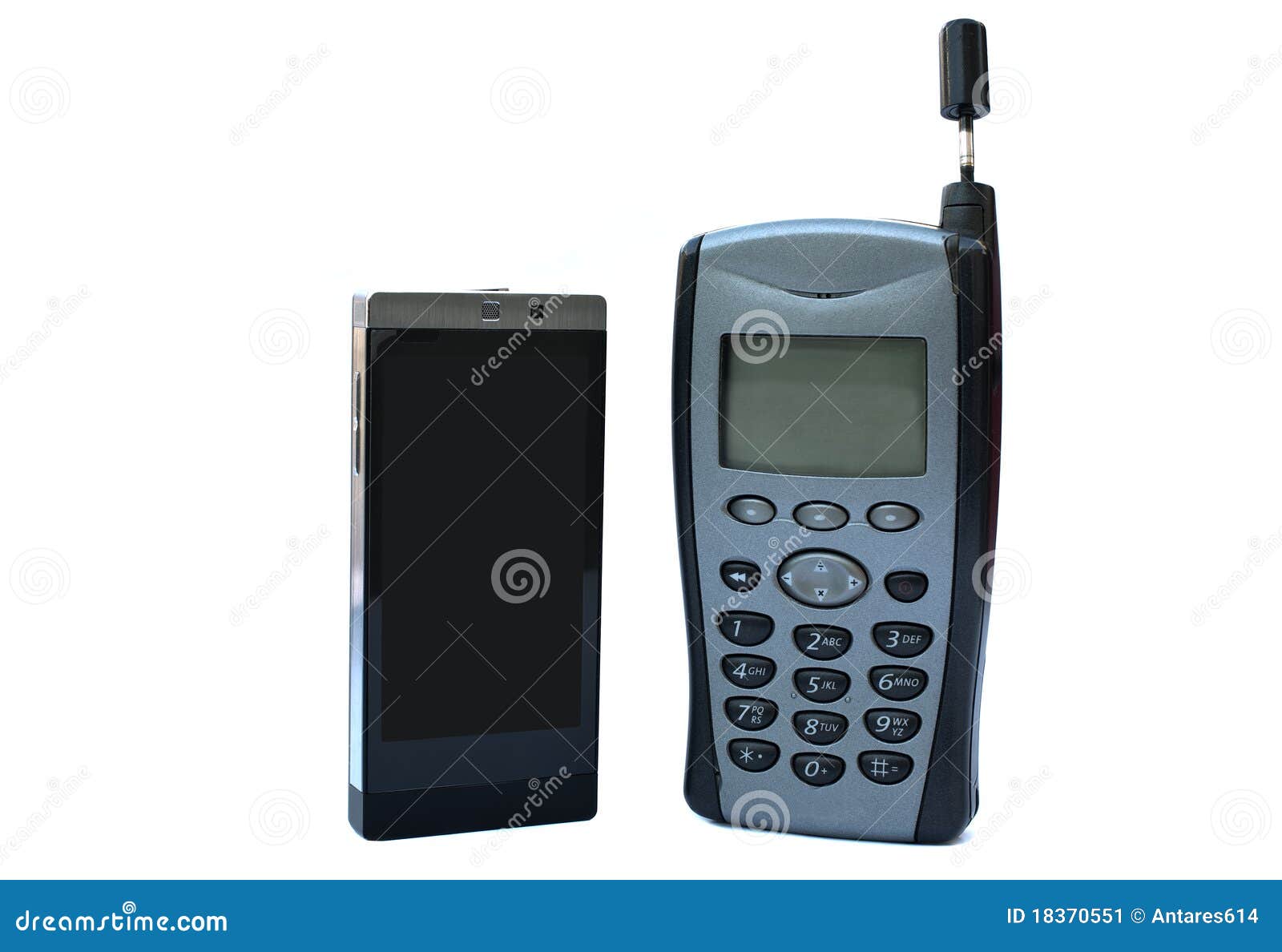 Nieuw versus oude telefoon stock afbeelding. Image of mededeling - 18370551