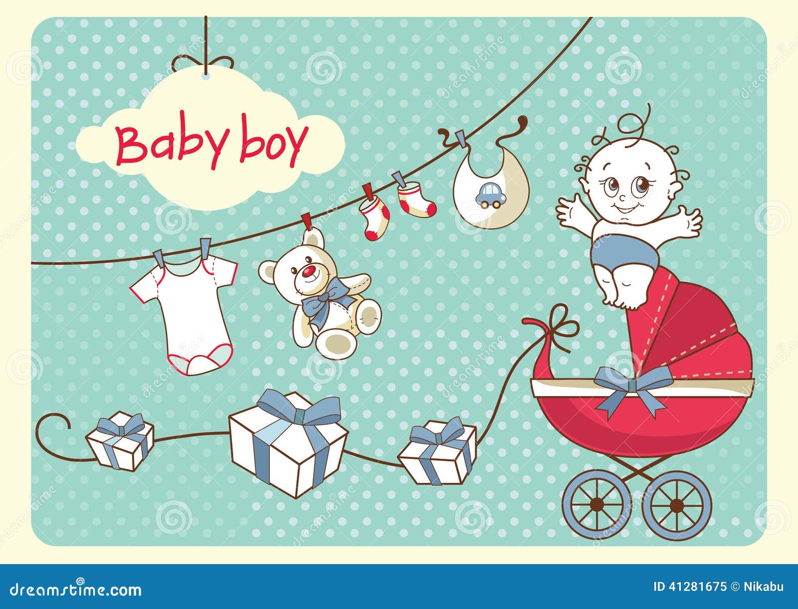 Nieuwe baby retro kaart vector illustratie. Illustration of jongens ...