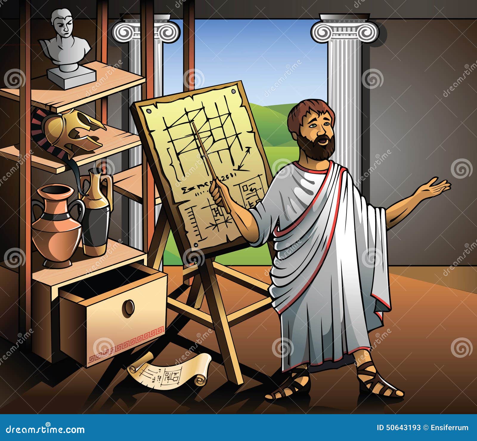 Nieuwe Uitvinding Van Archimedes Vector Illustratie - Illustration of ...