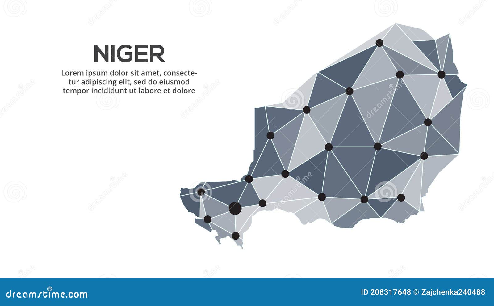 Niger Communication Network Map. Vector Image of a Low Poly Global Map ...
