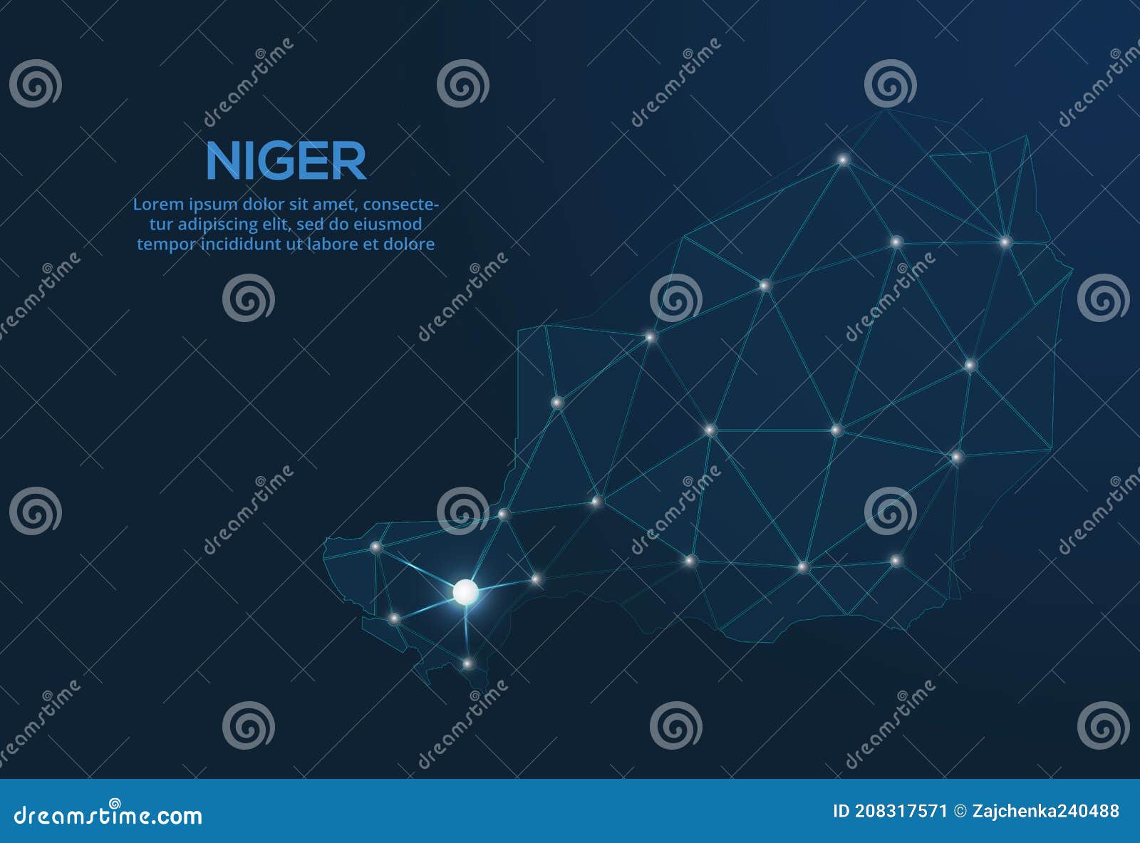 Niger Communication Network Map. Vector Low Poly Image of a Global Map ...