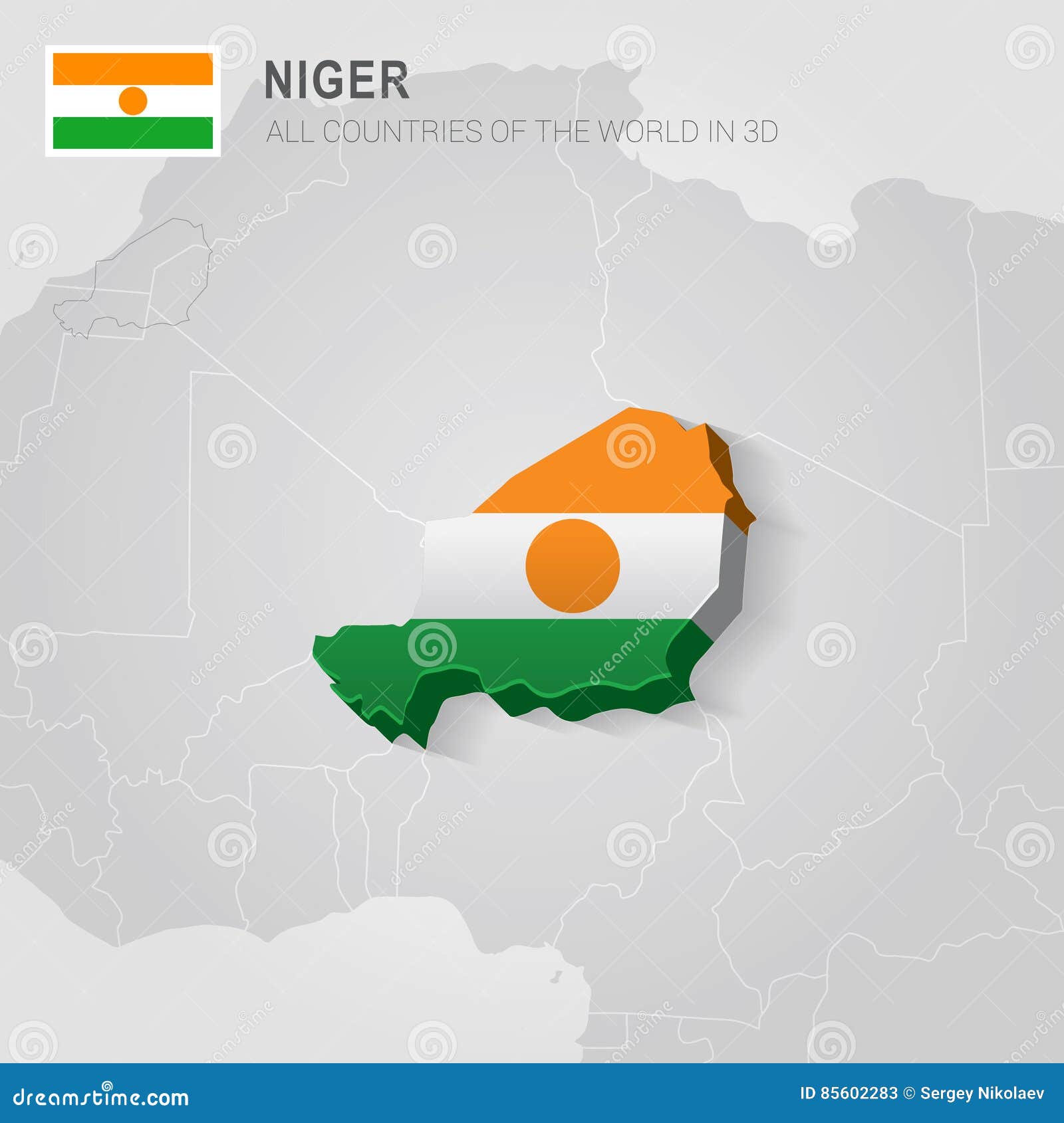 Niger Drawn On Gray Map Cartoon Vector | CartoonDealer.com #85602283