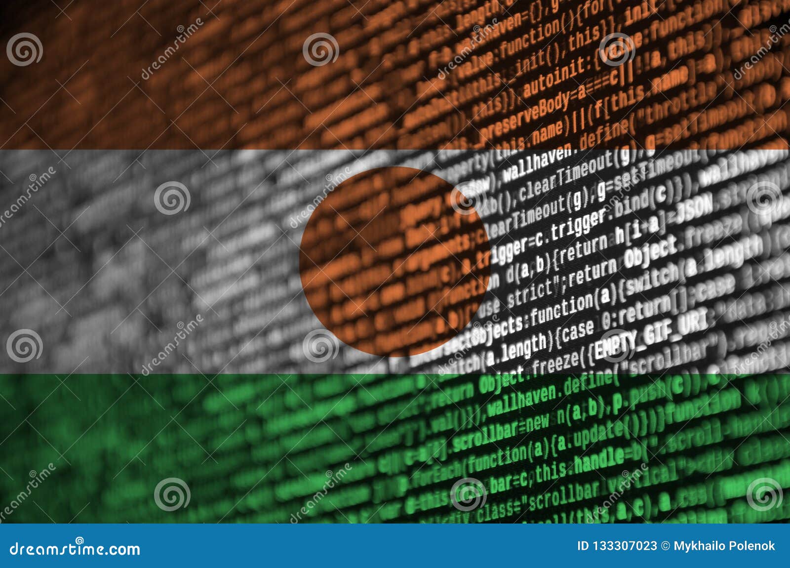 Niger Flag is Depicted on the Screen with the Program Code. the Concept ...