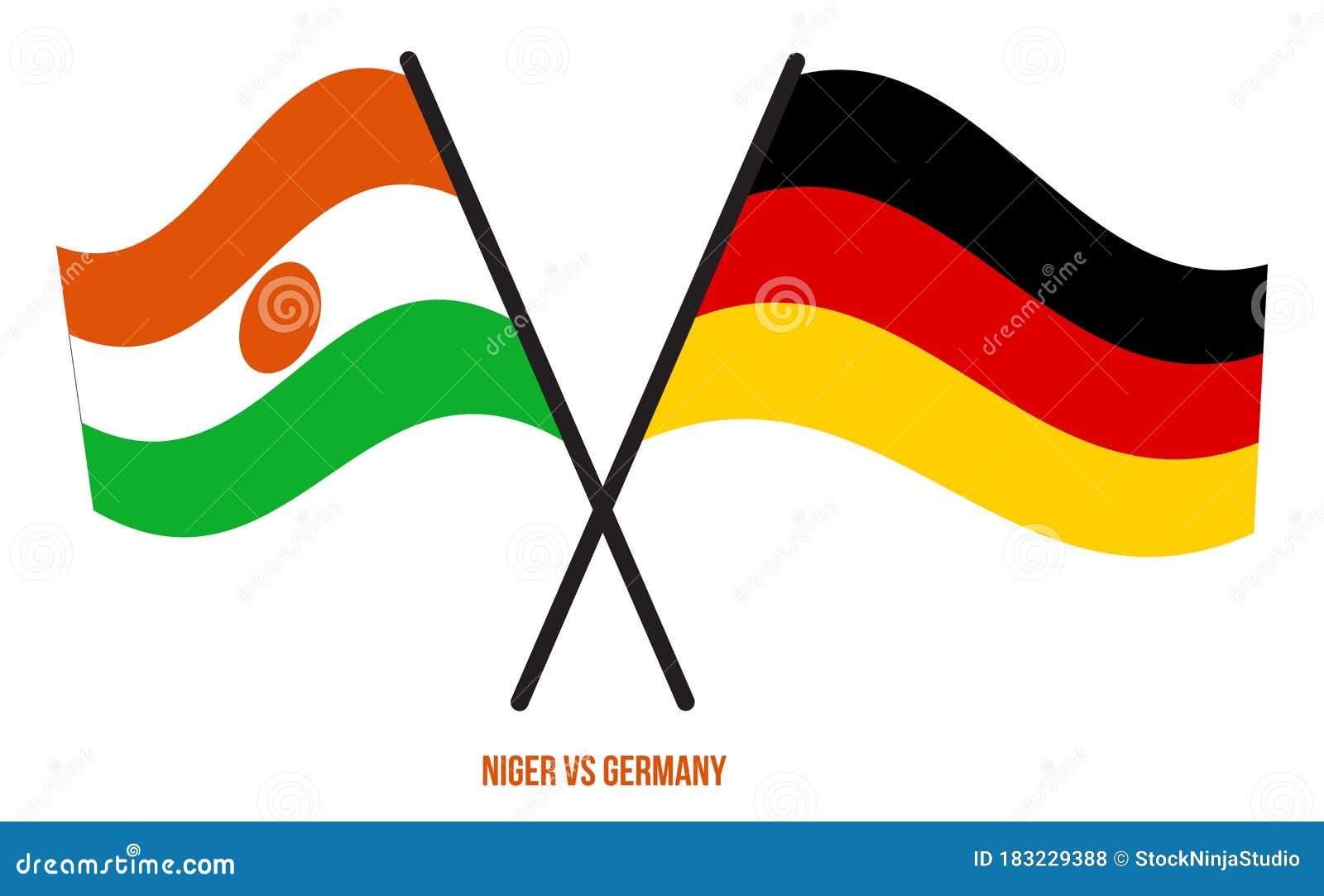 Niger and Germany Flags Crossed and Waving Flat Style. Official ...
