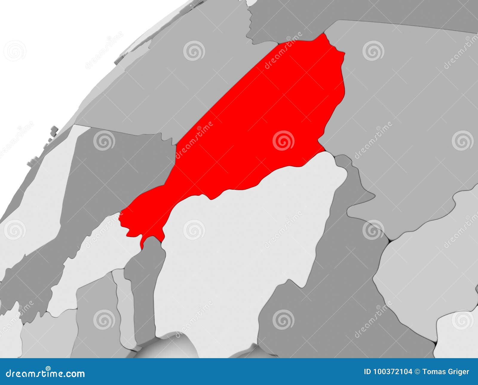 Niger on Grey Political Globe Stock Illustration - Illustration of grey ...