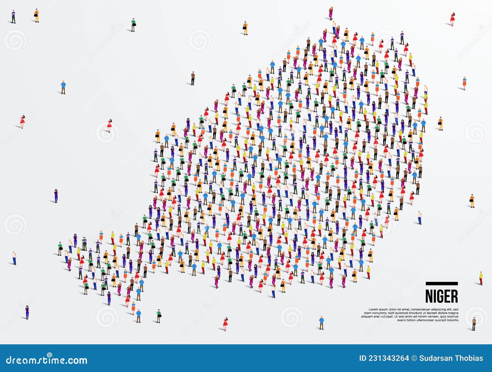 Niger People Map. Detailed Vector Silhouette. Mixed Crowd Of Men And ...
