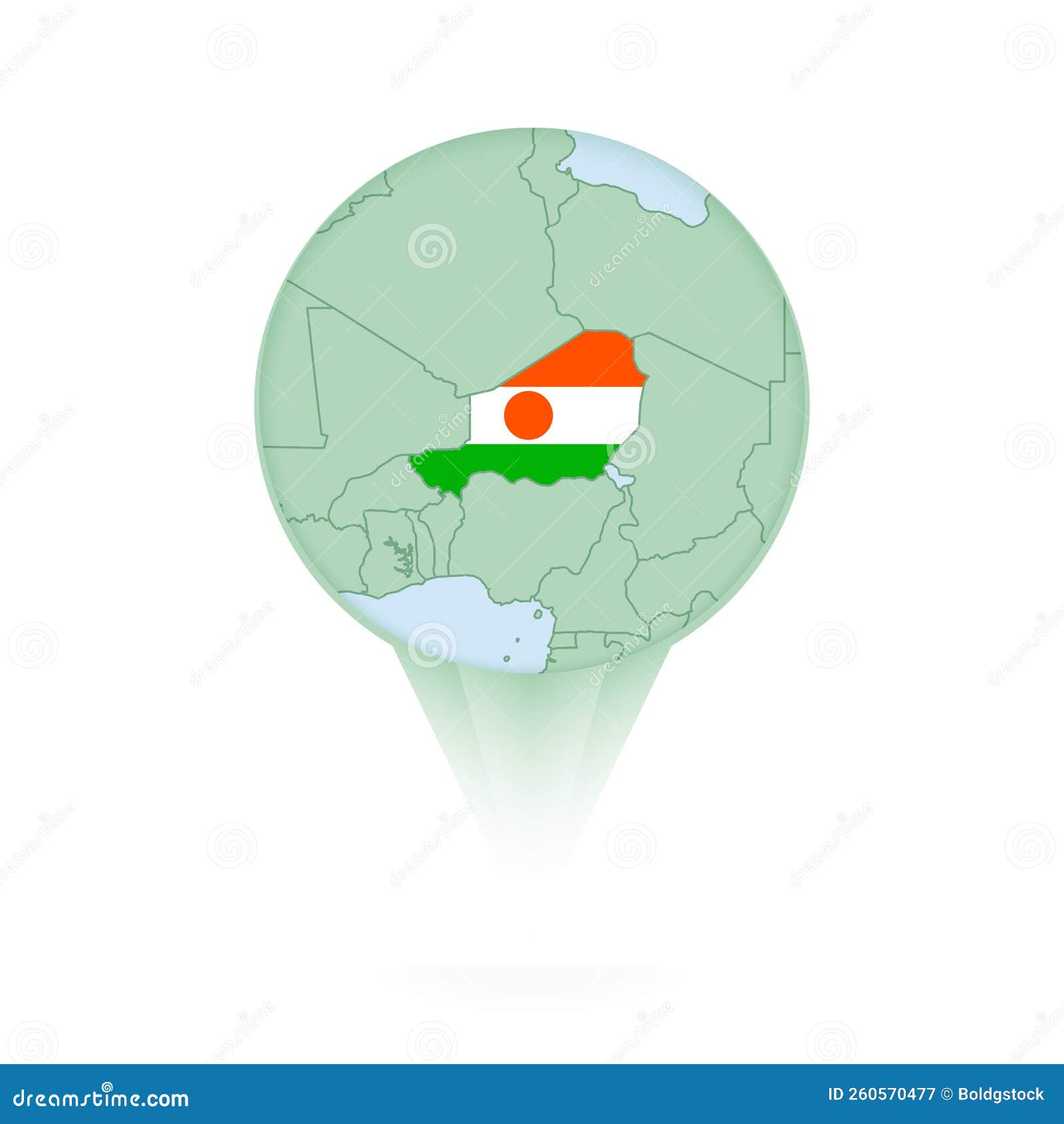 Niger Map, Stylish Location Icon with Niger Map and Flag Stock Vector ...