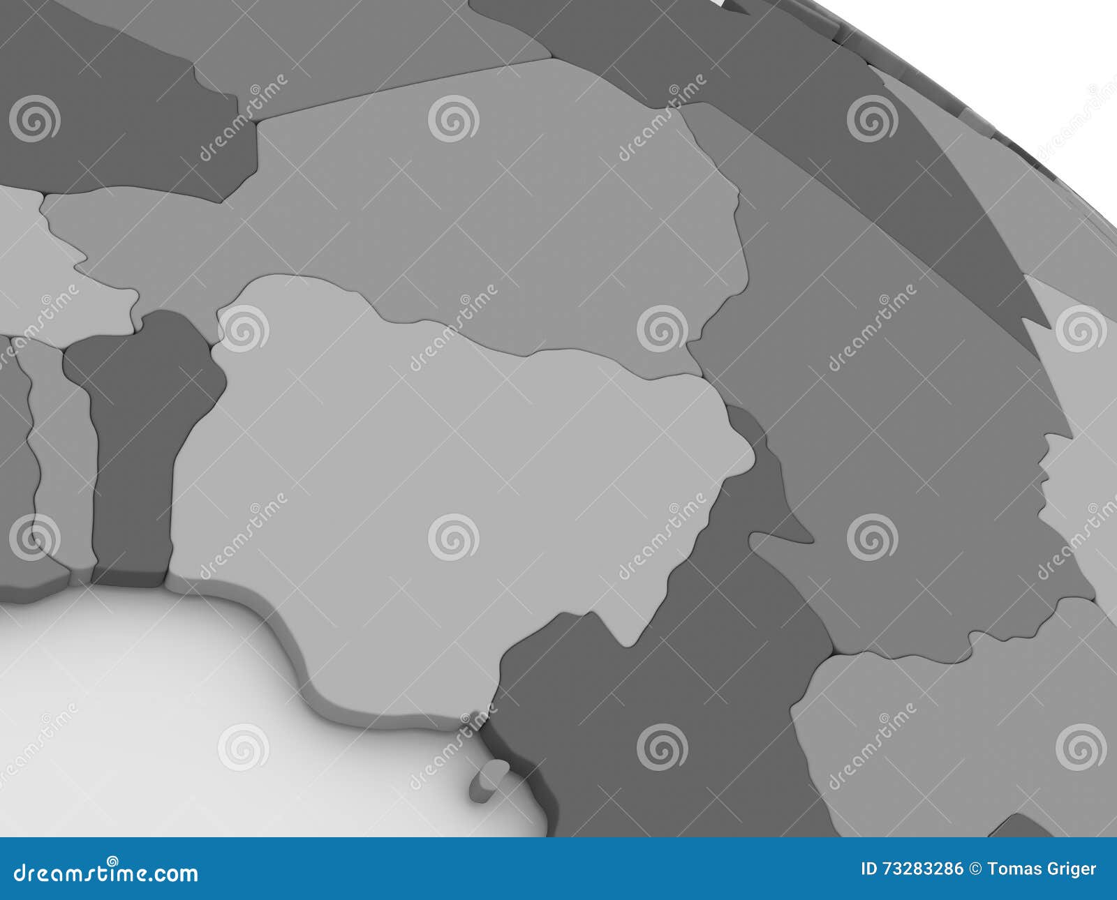 Niger and Nigeria on Grey 3D Map Stock Illustration - Illustration of ...