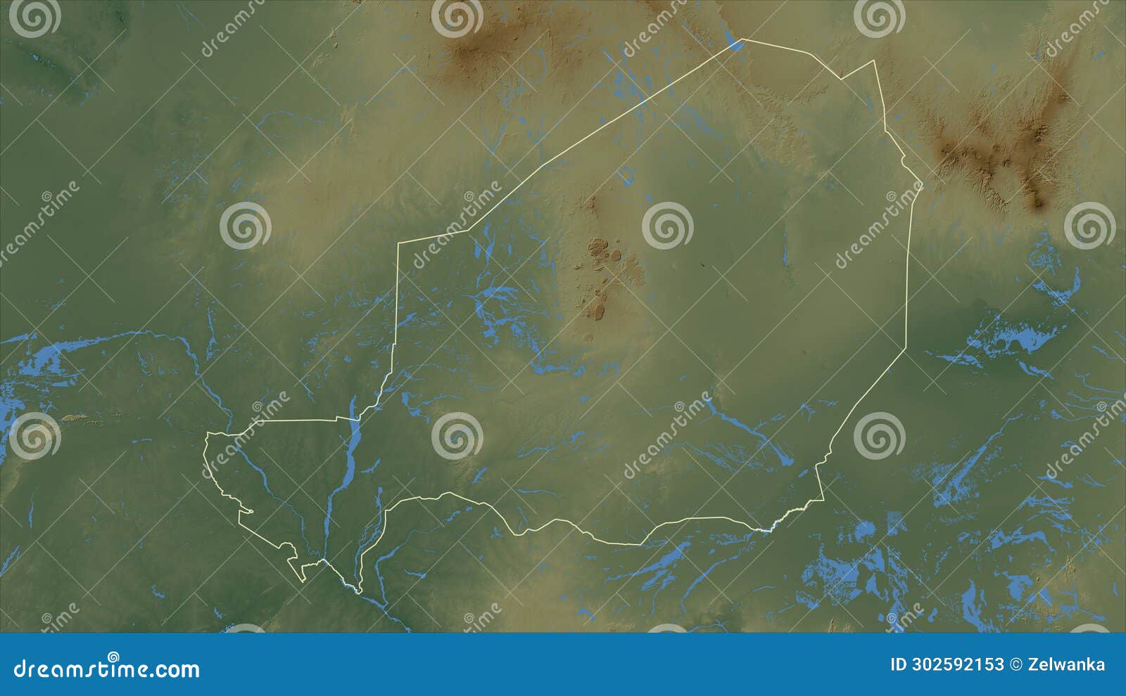 Niger outlined. Physical stock illustration. Illustration of country ...