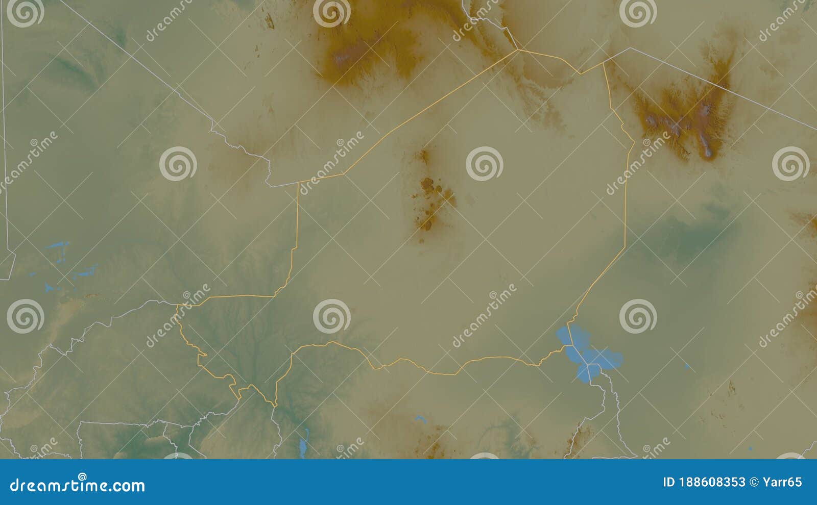 Niger - overview. Relief stock illustration. Illustration of continent ...