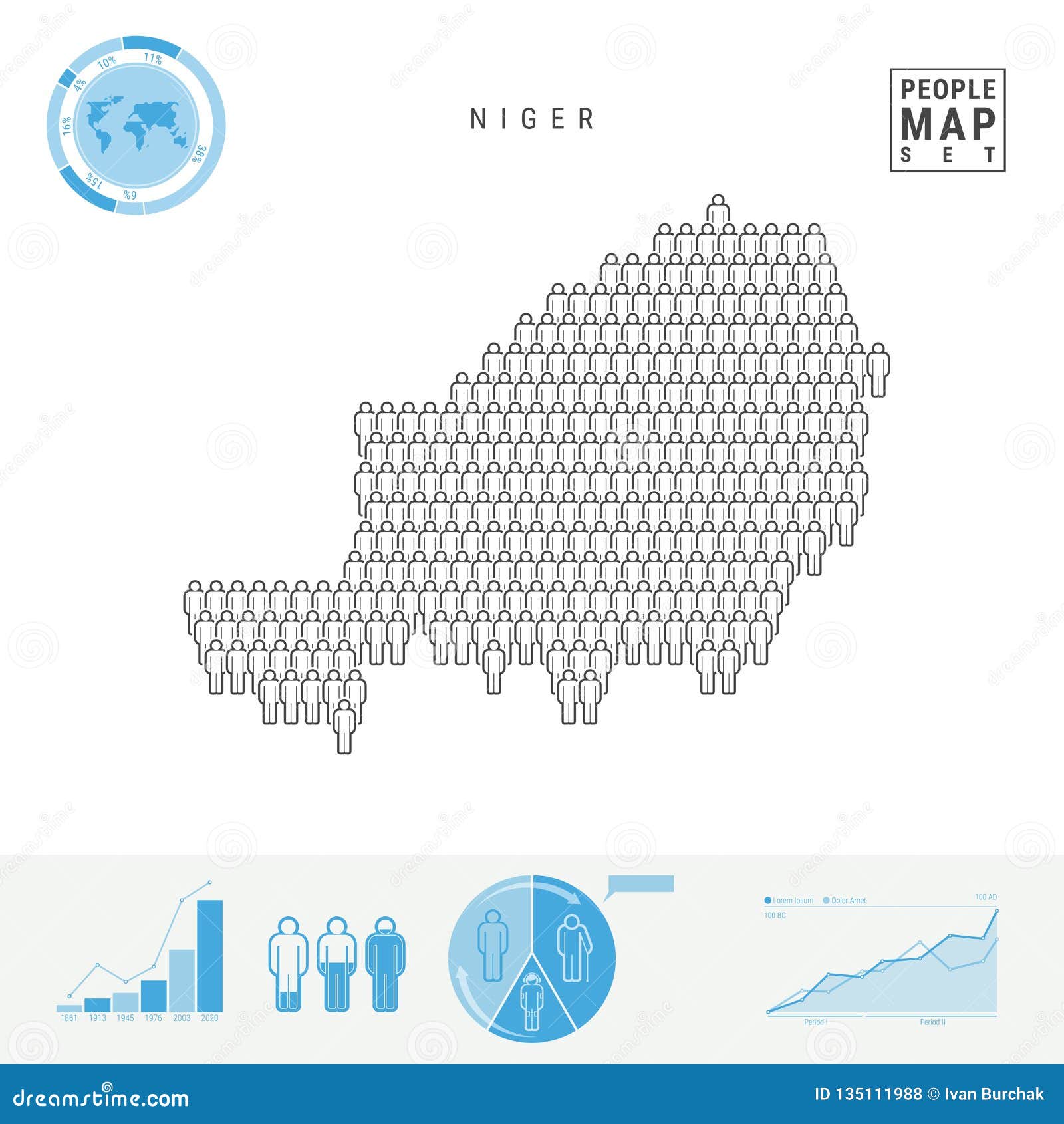 Niger People Icon Map. Stylized Vector Silhouette of Niger. Population ...