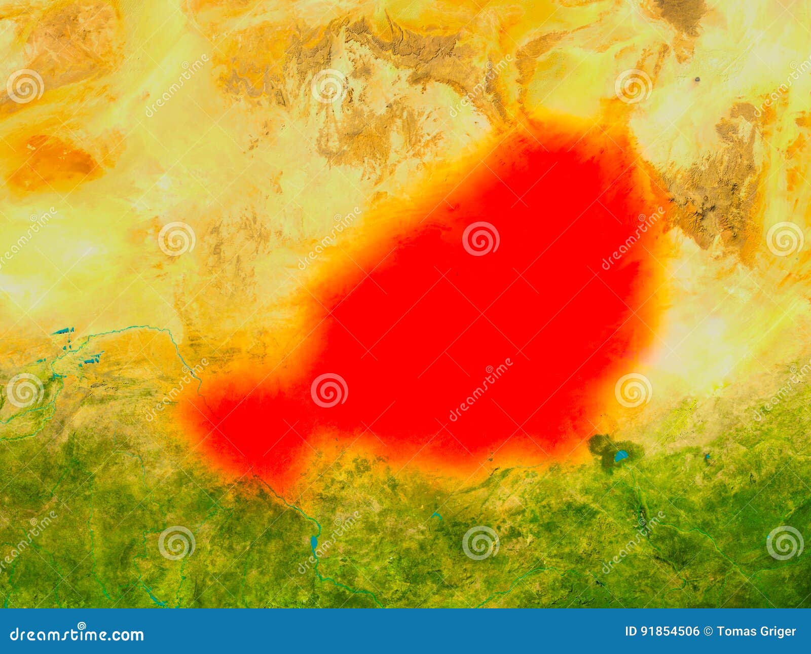 Niger on physical map stock illustration. Illustration of detailed ...