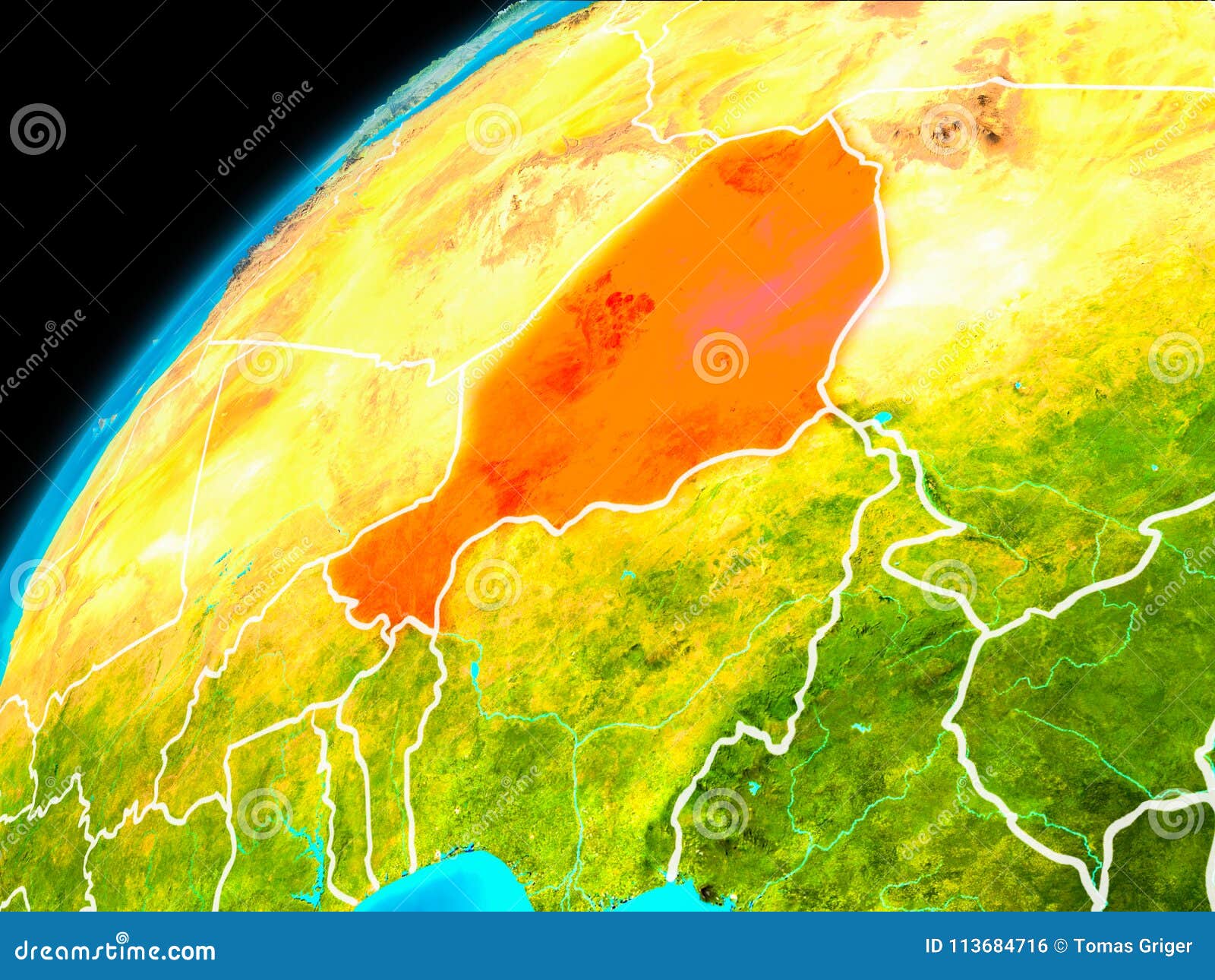 Niger from space stock illustration. Illustration of earth - 113684716