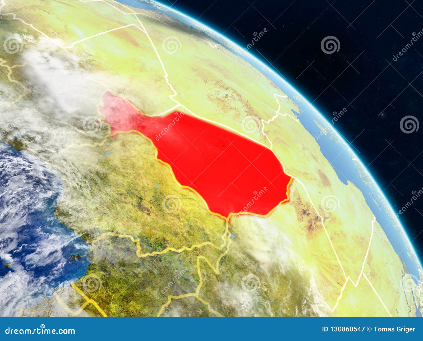 Niger from space stock illustration. Illustration of continent - 130860547