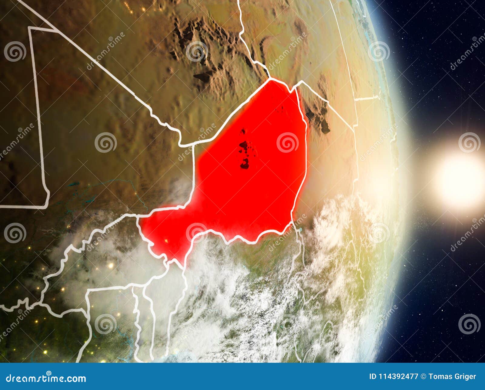 Niger during sunrise stock illustration. Illustration of render - 114392477