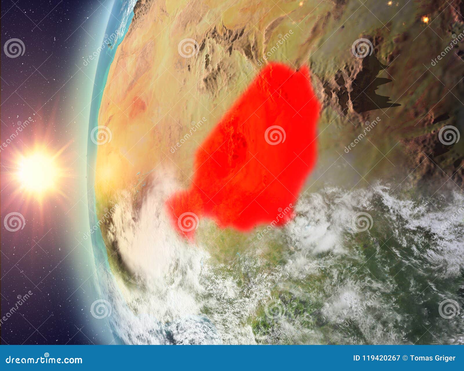 Niger during Sunset from Space Stock Illustration - Illustration of ...