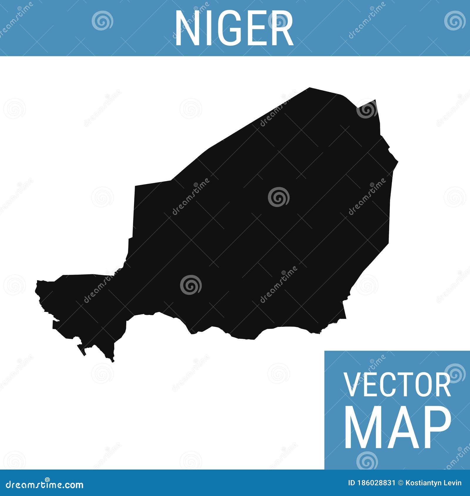 Niger Vector Map Isolated On White Background. High-Detailed Black ...