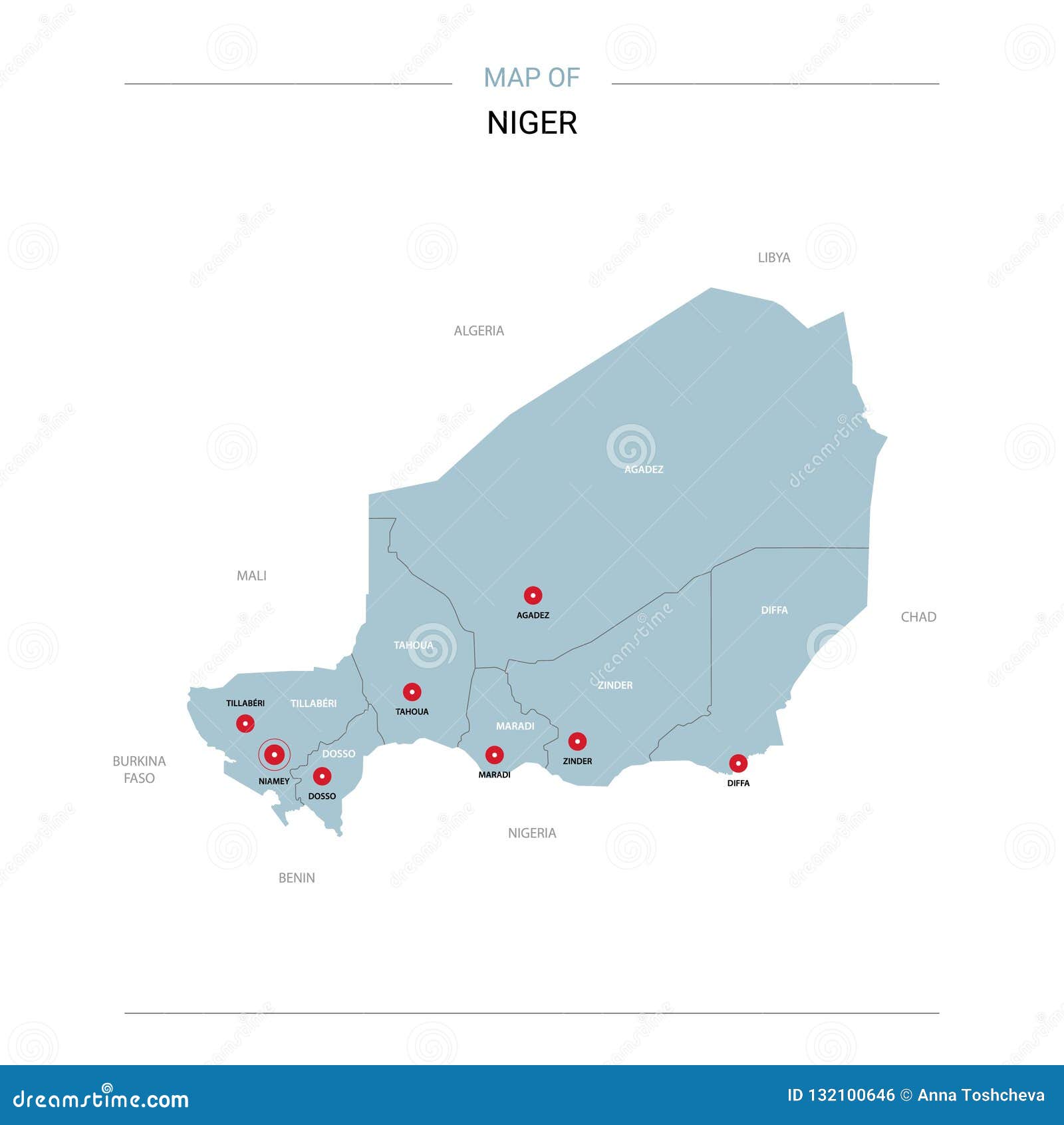 Niger Editable Outline Map. Vector Illustration | CartoonDealer.com ...