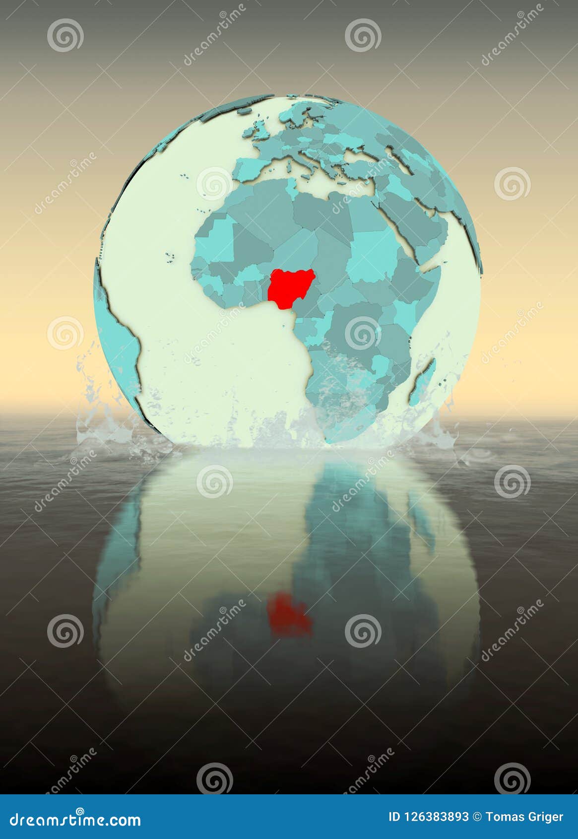 Nigeria on Globe Splashing in Water Stock Illustration - Illustration ...