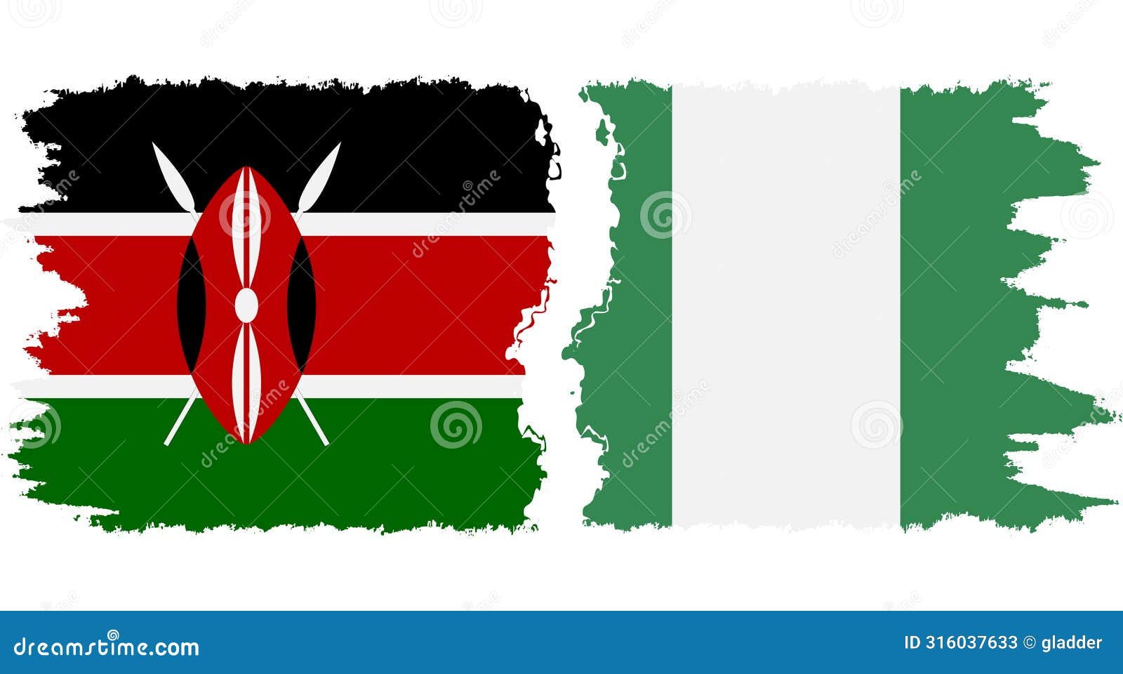 Nigeria and Kenya Grunge Flags Connection Vector Stock Vector ...