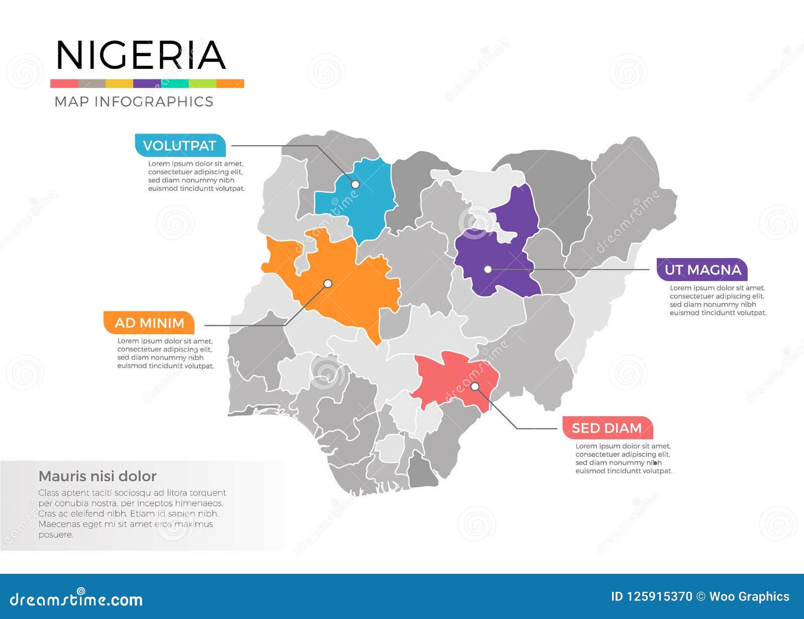 Nigeria Map - Info Graphic Vector Illustration Stock Photo ...