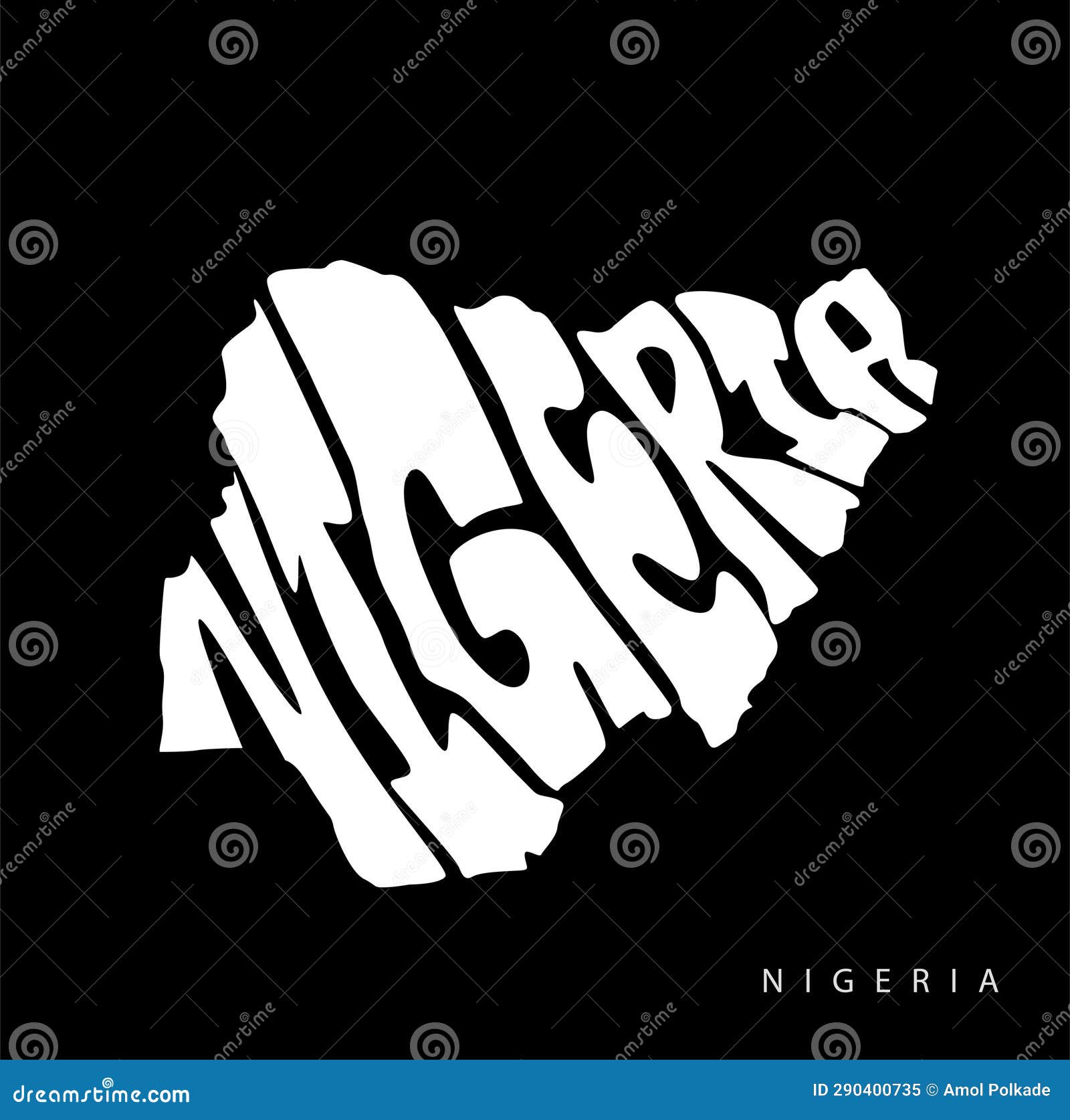 Nigeria Map Typography with Black and White Color Stock Illustration ...