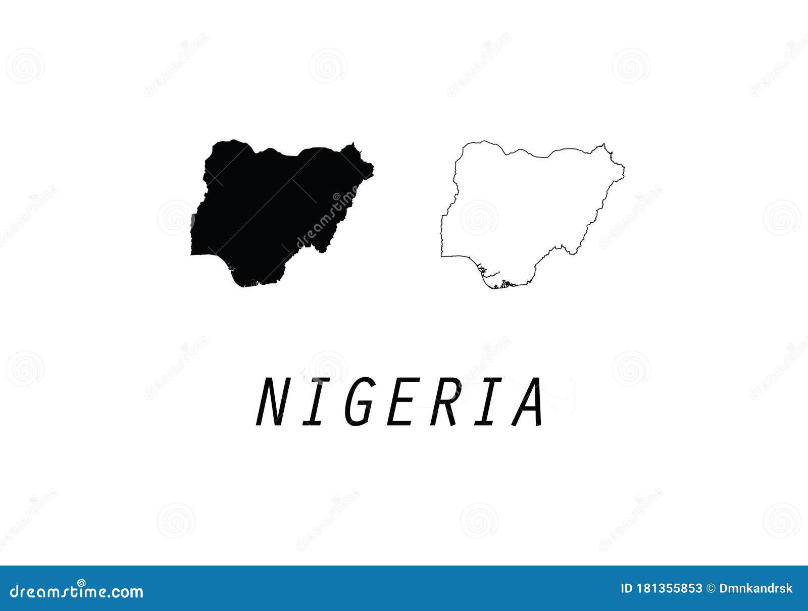 Nigeria Outline Map Country Shape Stock Vector - Illustration of ...