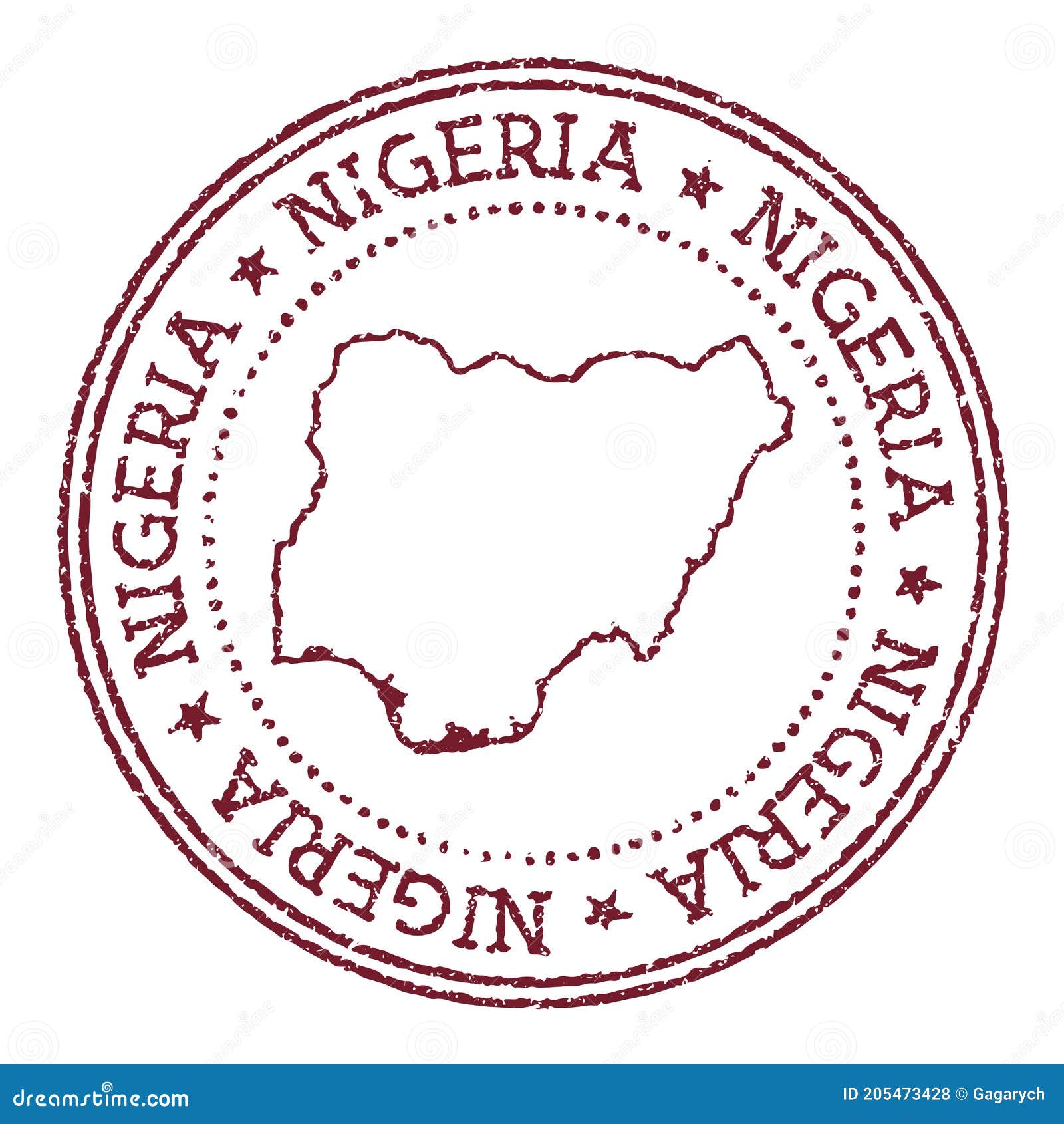 Nigeria Round Rubber Stamp With Country Map Stock Vector Illustration Of Mark Creative