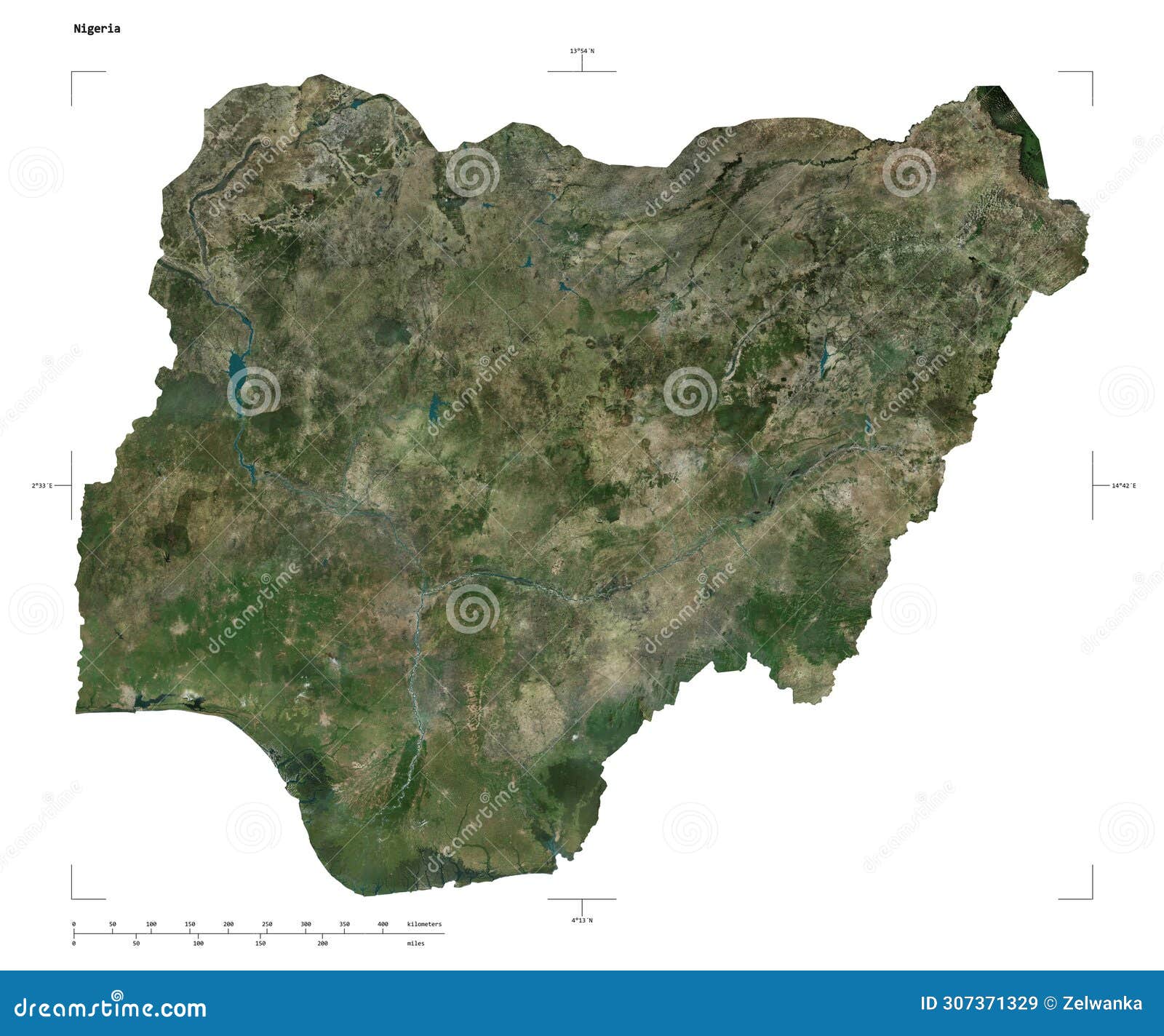 Nigeria Shape on White. High-res Satellite Stock Illustration ...
