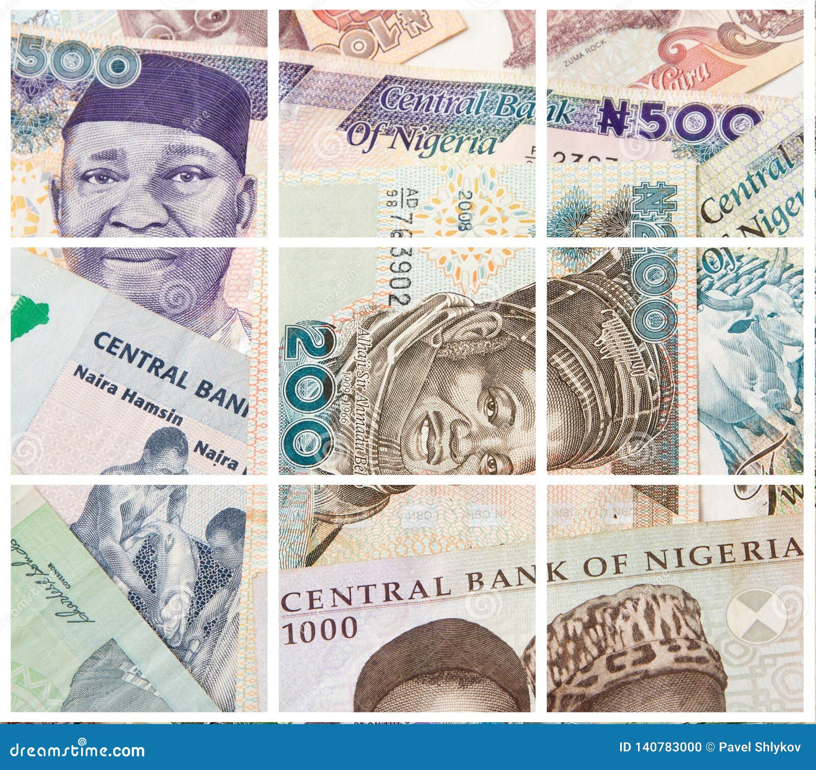 Naira banknotes collage stock photo. Image of countries - 140783000