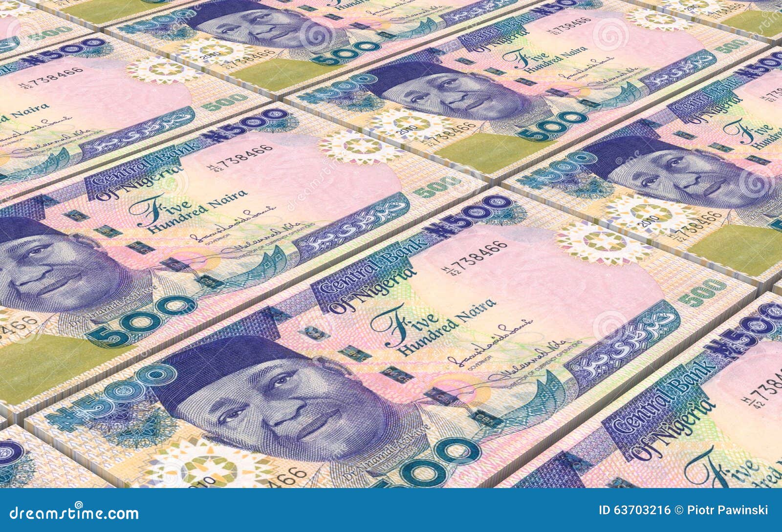 Nigerian Nairas Bills Stacks Background. Stock Illustration ...