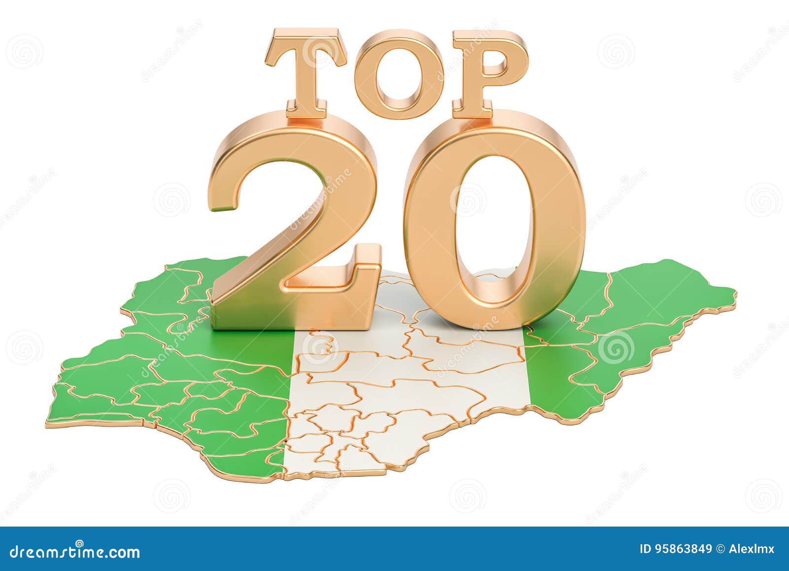 Nigerian Top 20 Concept, 3D Rendering Stock Illustration - Illustration ...