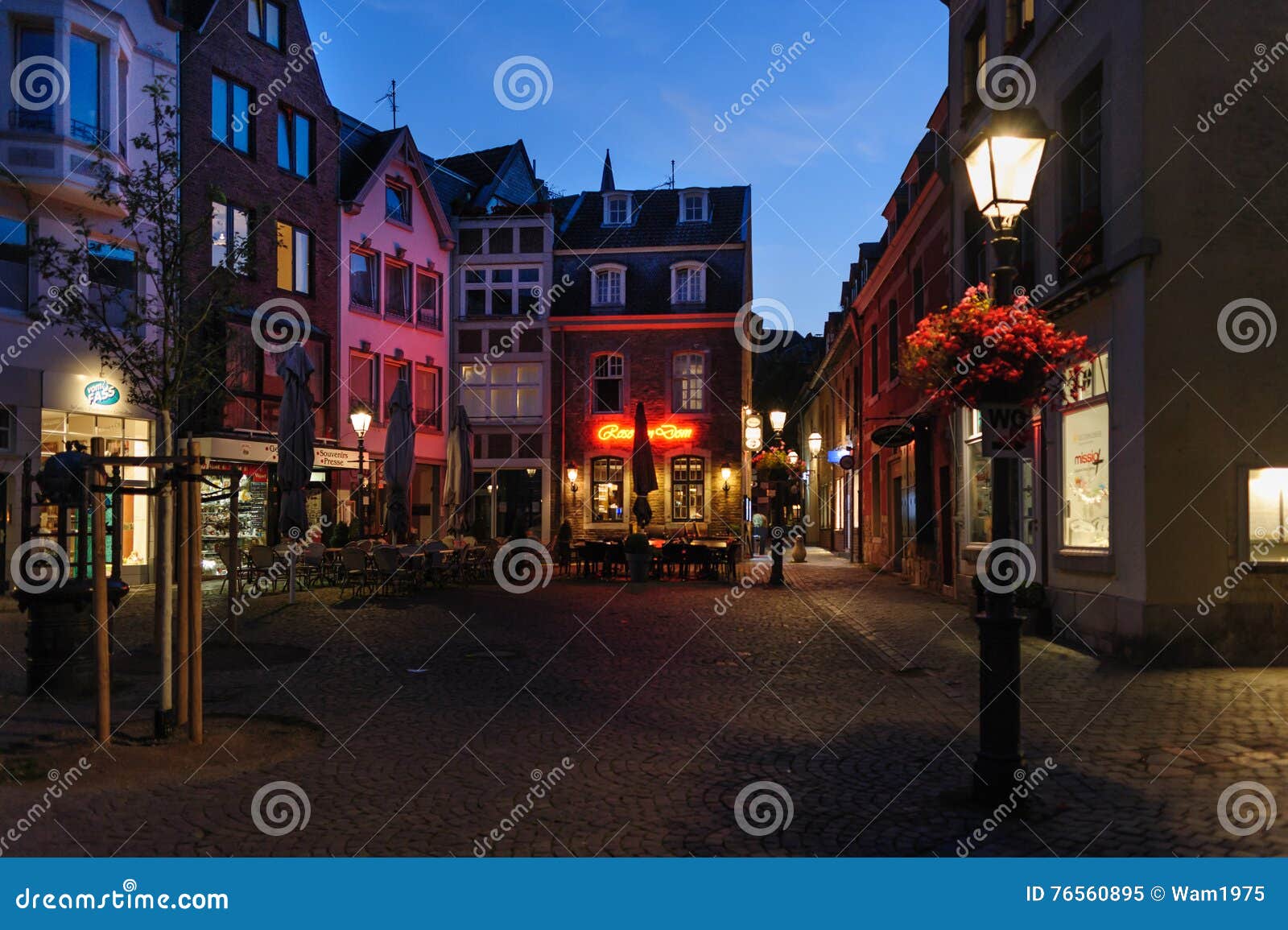 Night in Aachen editorial image. Image of night, historic - 76560895